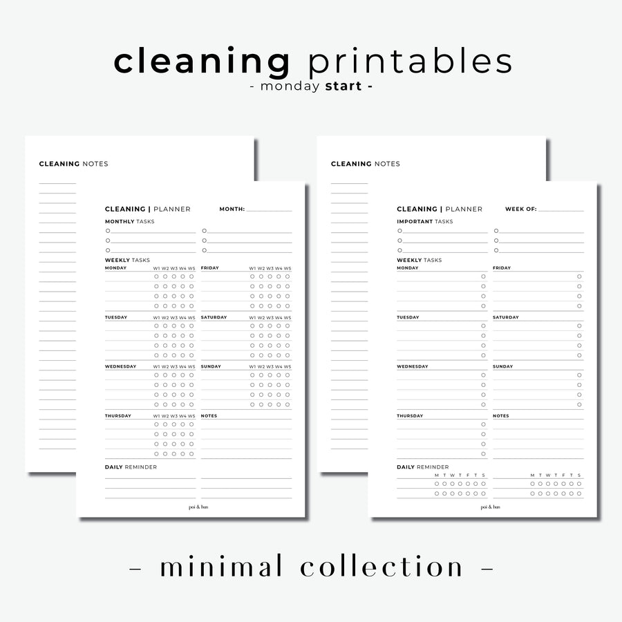 PRINTABLE // Cleaning Planner Insert // Minimal – Poi & Hun