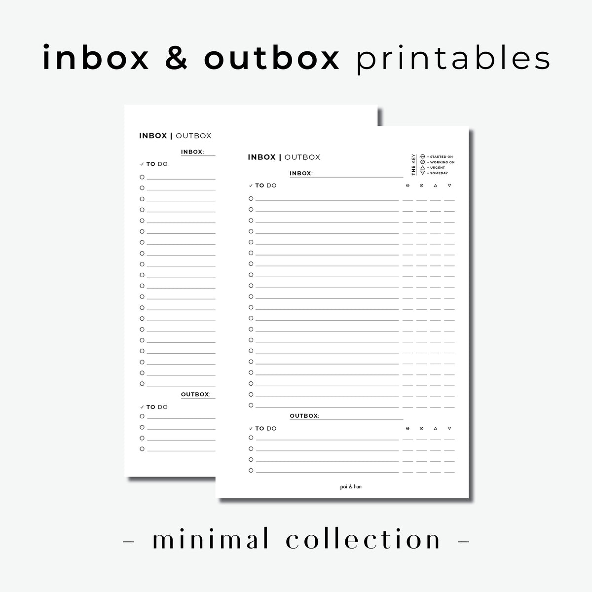 PRINTABLE // Inbox & Outbox Planner Insert // Minimal – Poi & Hun